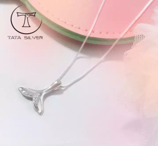 TATA SILVER Sterling 925 Italy Silver Pretty Mermaid's Tail Necklace ...