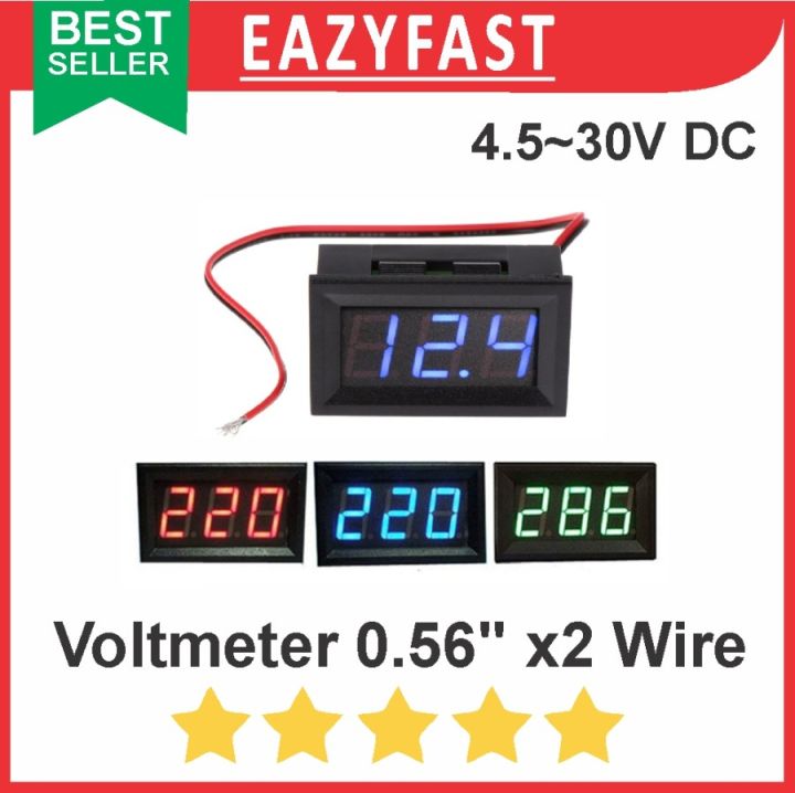 Voltmeter Digital DC 0.56" Inch 2 Kabel Wire Volt Meter Red Green Blue | Lazada Indonesia
