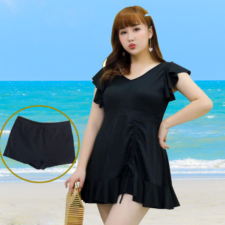 60-85kg Plus Size Swimsuit for Women V-neck Beachwear Conservative ...