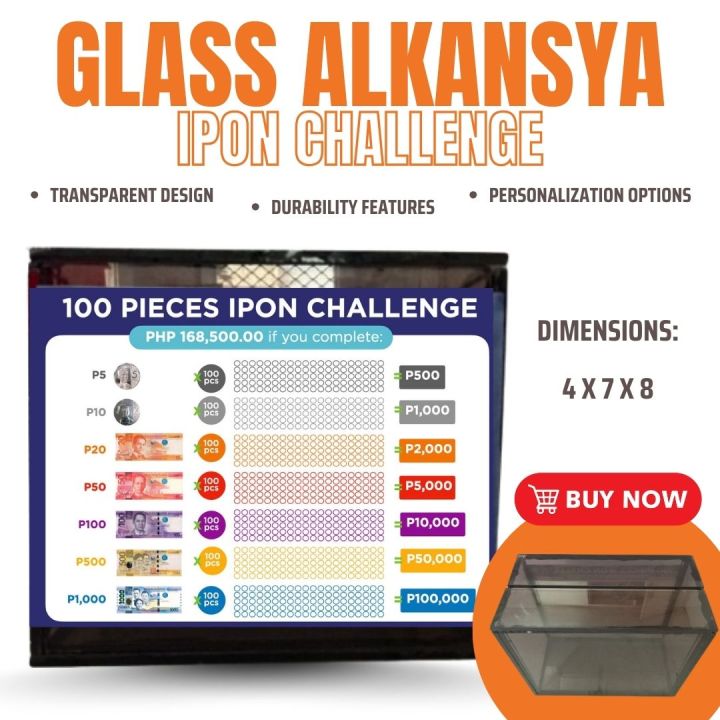 Glass Alkansya 2024 Edition Brown | Up to 168,000 Pesos Ipon Challenge ...