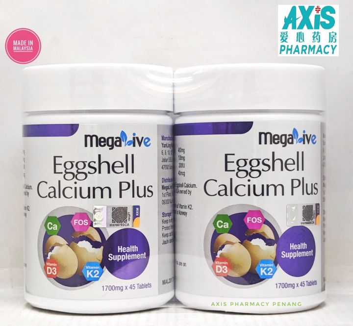 MEGALIVE EGGSHELL CALCIUM PLUS 45+45's TABLETS Exp: 09/2025 | Lazada