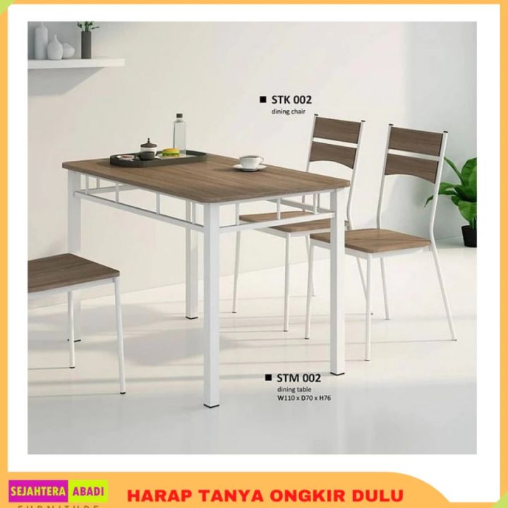 siantano Full set meja makan 4 kursi lengkap, meja makan minimalis besi ...