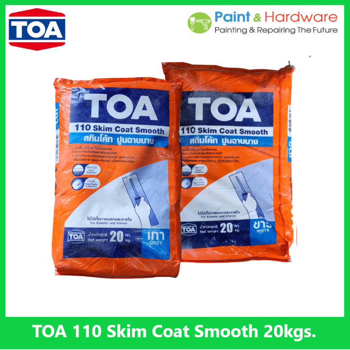 TOA 110 ปูนฉาบบาง สกิมโค้ท ถุงละ 20 กก. ( สีขาว / สีเทา ) - ปูนฉาบผิว ...