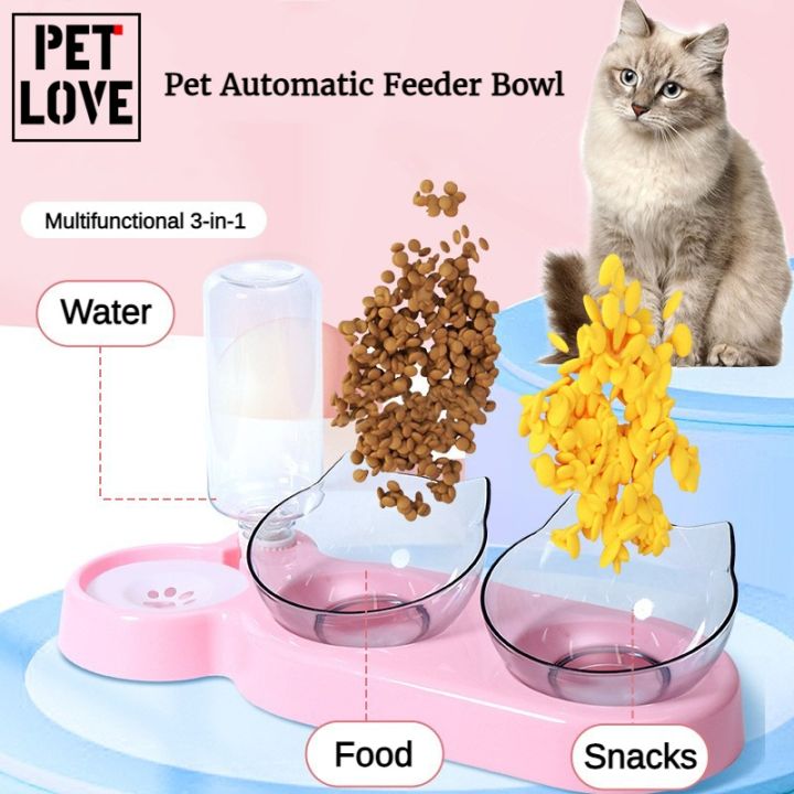 Pet Bowl Pet Cat Bowl Automatic Feeder 3-in-1 Dog Cat Food Bowl With ...