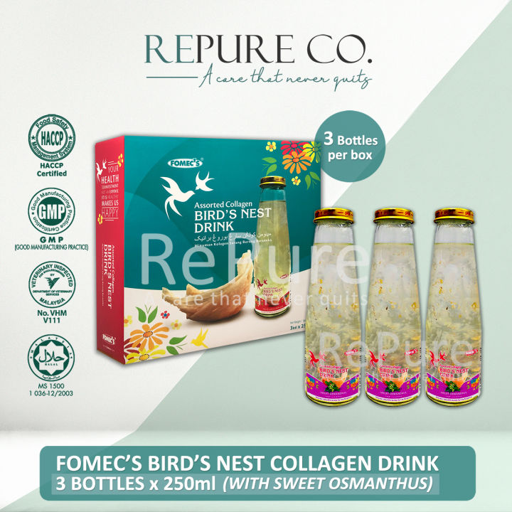 【FREE SHIPPING】Repure Bird's Nest Collagen Drink Fomec's Bird's Nest Collagen Drink With Sweet ...