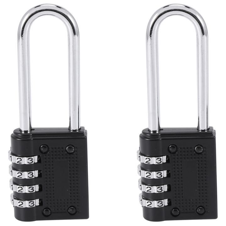 2 Pack Outdoor Combination Padlock Long Shackle Lock 6.5cm Shackle ...