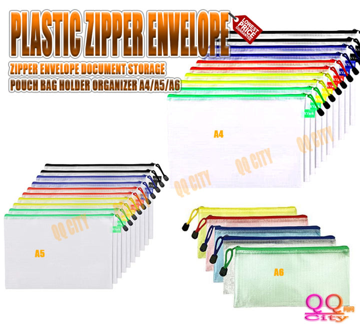 Plastic Envelopes Zipper Envelope Document Storage Pouch Bag Holder ...