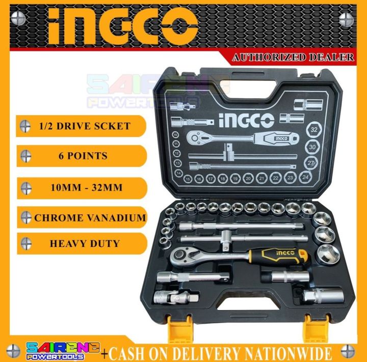 Ingco 25pcs 1/2 Drive Socket wrench 8-32mm Original High Quality | Lazada PH