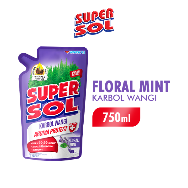 SUPERSOL Pembersih Lantai Karbol Floral Mint Efektif Bunuh Kuman 750ML ...