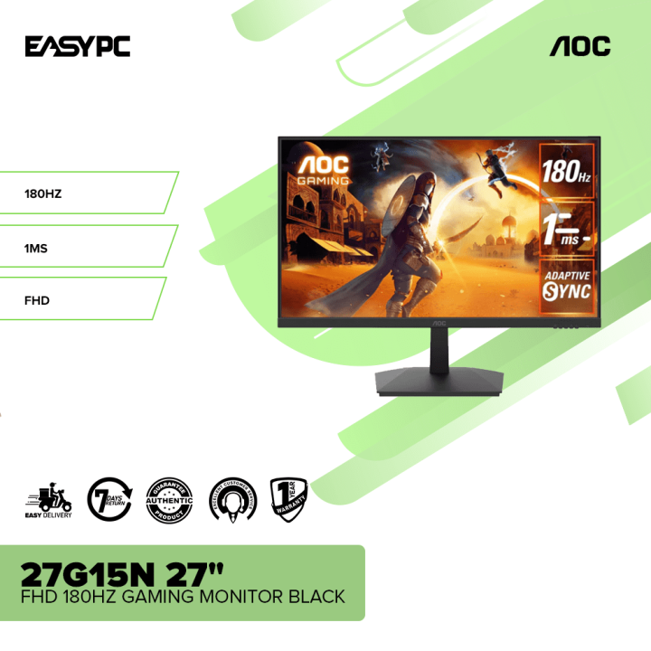 EasyPC | AOC 27G15N 27" FHD 180HZ Gaming Monitor Black For Desktop PC ...