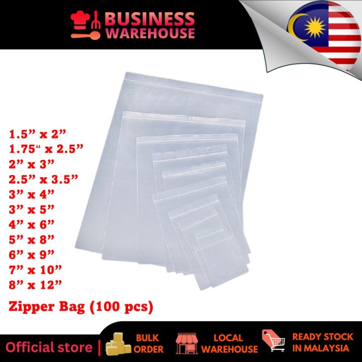 100 PCS】CLEAR ZIPPER BAG / ZIP LOCK / TRANSPARENT PACKING BAG / FACE ...