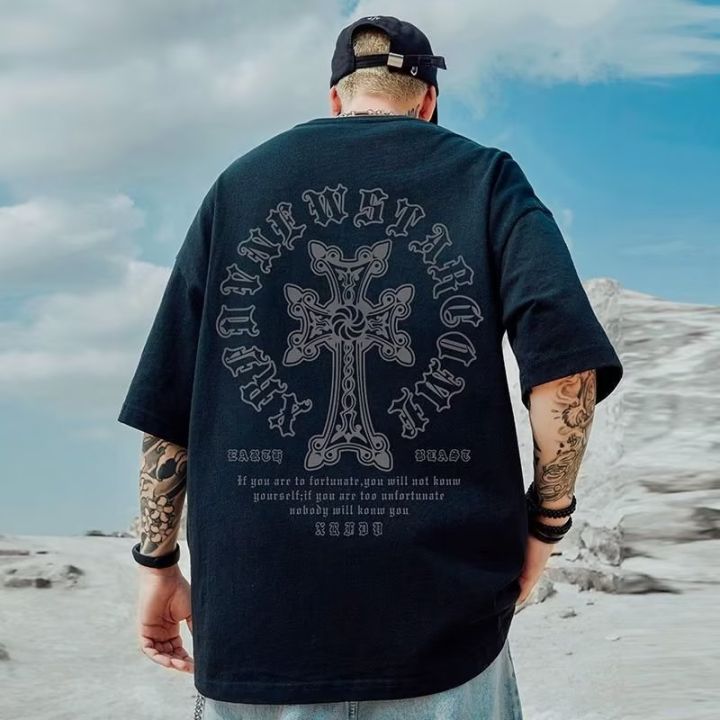 (S-8XL) T-shirt men's short-sleeved 2023 summer new fashion brand ins ...