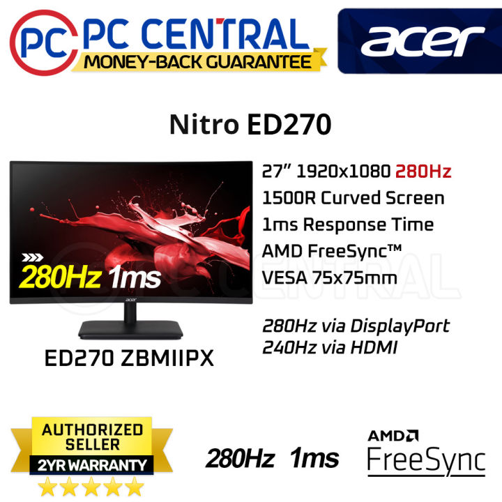 Acer Nitro ED270 27" Full HD Curved Gaming Monitor 280Hz | 1ms | Lazada PH