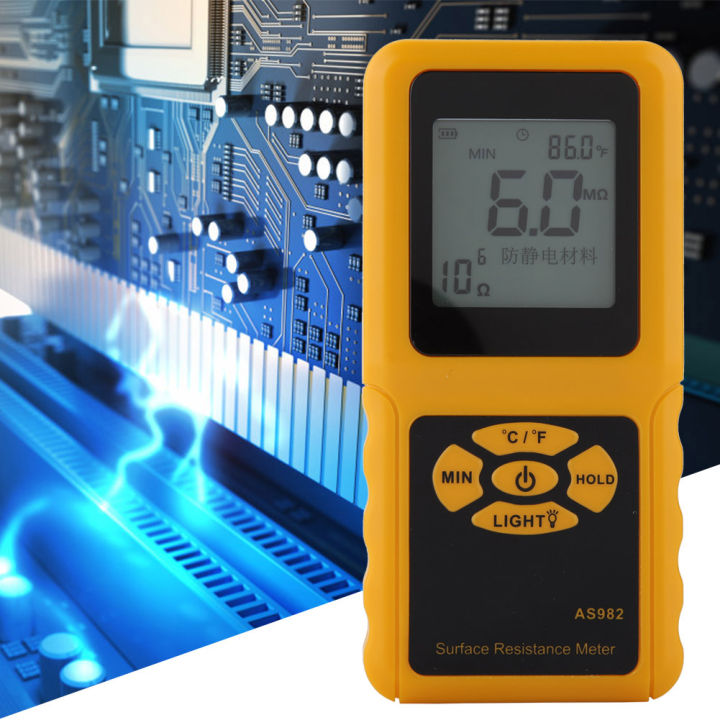 Resistance Tester Handheld Surface Earth Resistance Meter with LCD ...