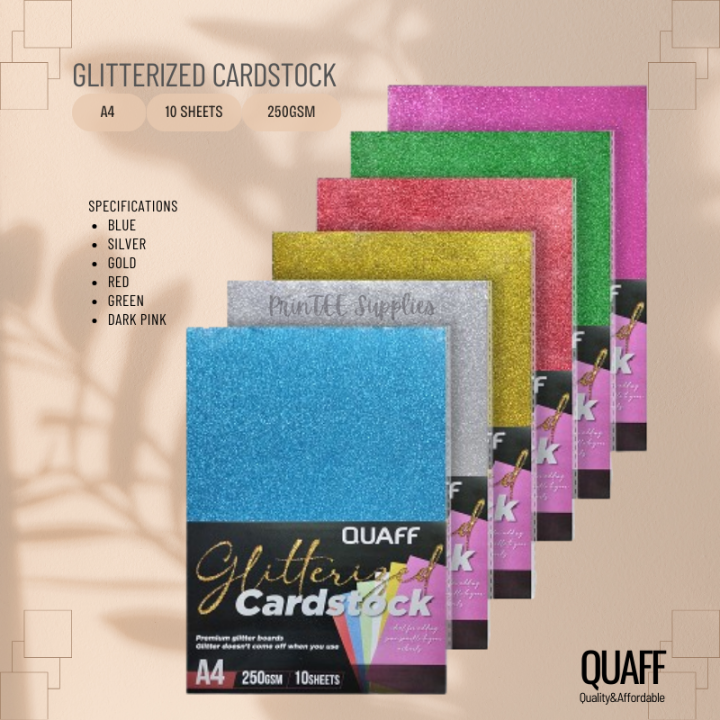 PrinTEE - QUAFF A4 size Glitterized DIY Paper for Arts Cardstock 250gsm ...