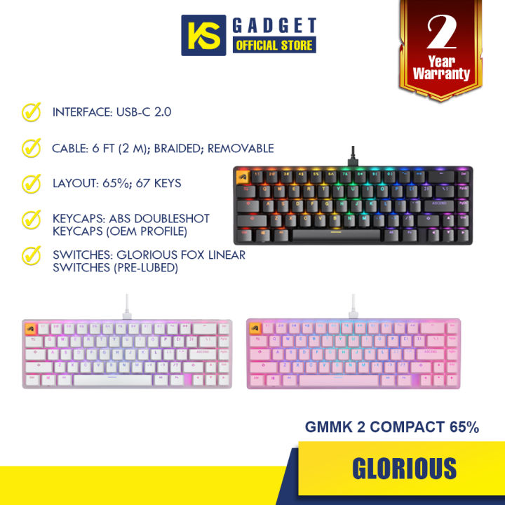 Glorious GMMK 2 Compact 65% Pre Built Mechanical Keyboard （black,white ...