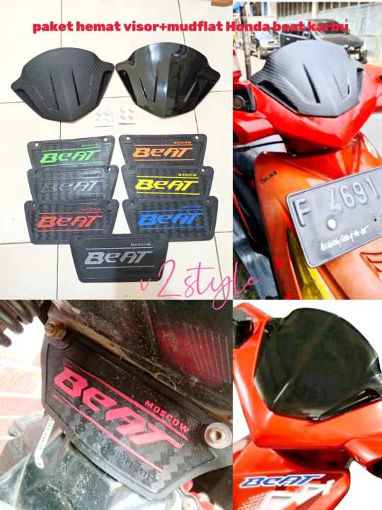 PAKET HEMAT 2IN1 VISOR BEATKARBU WINDSHILED BEAT KARBU+MUDFLAP BEAT ...