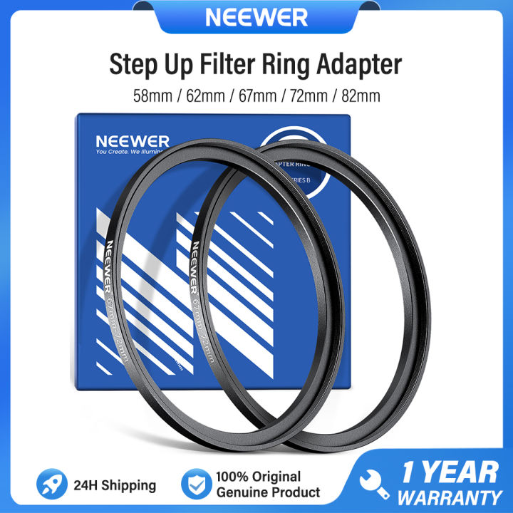 NEEWER Step Up Filter Ring Adapter 2 Pack, Ultra Slim Aluminum Alloy ...