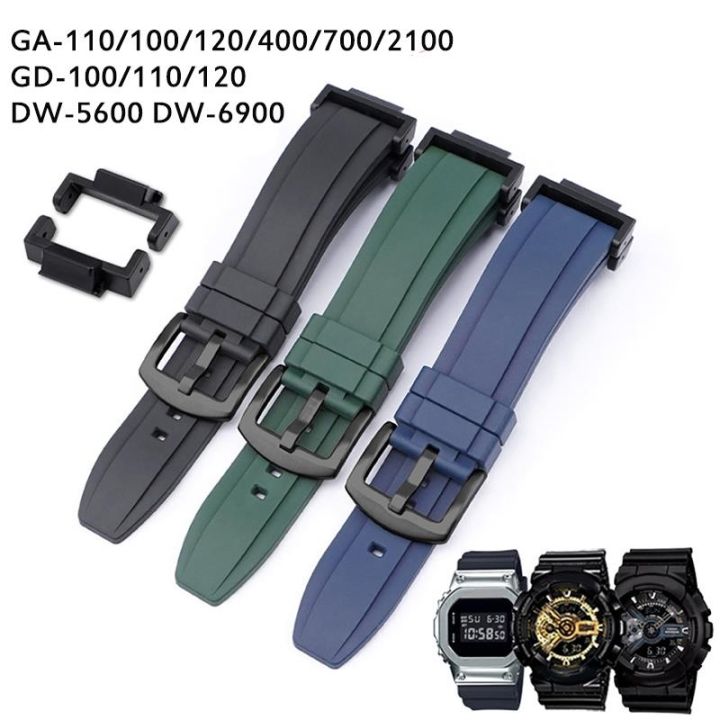 Fluorine Rubber Strap for Casio G-Shock GA-110/400/700/2100 GD-100/110 ...