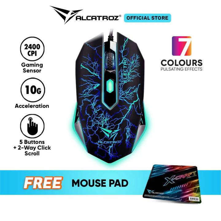 Alcatroz X-Craft Classic Gaming Mouse 2400 CPI 4 Button (Wired Mouse ...