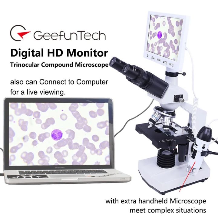 Trinocular Compound Microscope 40X-2500X Magnification Research-Grade ...