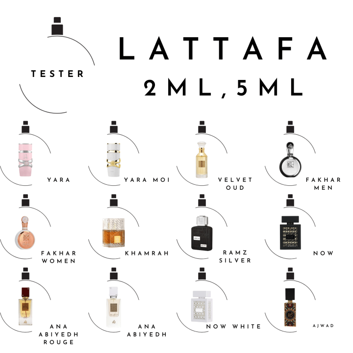 Tester น้ำหอม Lattafa แบ่งขาย ขนาด 2ml 5 ml ติดทน หอมนาน ของแท้100% ...