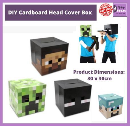 【The Toy House】⚡Ready Stock⭐Minecraft DIY Cardboard Head Cover Box ...