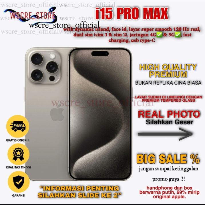 【ORIGINAL】Phone i15 Pro Max titanium Handphone Asli 7.5Inci 16GB RAM+512GB ROM HD Kamera Dual ...
