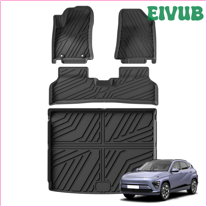 EIVUB for Hyundai Kona Electric 2023 2024 TPE 3D Car Floor Mats Cargo ...