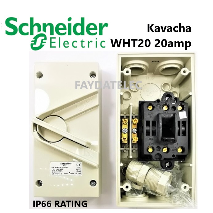 SCHNEIDER KAVACHA IP66 WHT20 20AMP 3POLES WEATHERPROOF ISOLATOR SWITCH / SURFACE SWITCH (440VAC ...