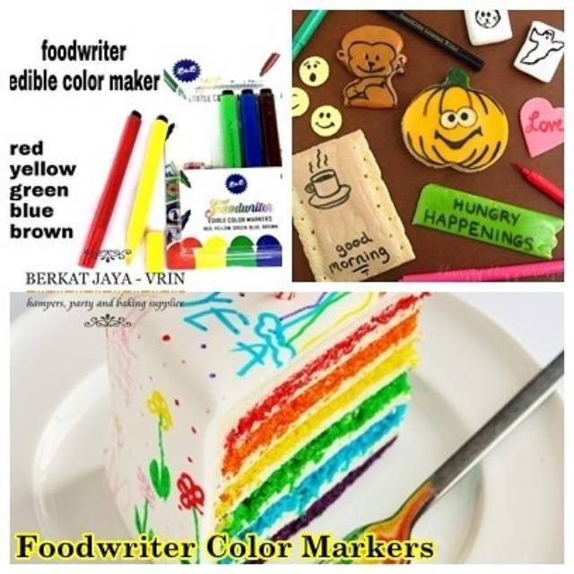 Foodwriter edible pen color marker bolpen makanan set isi 5 | Lazada ...
