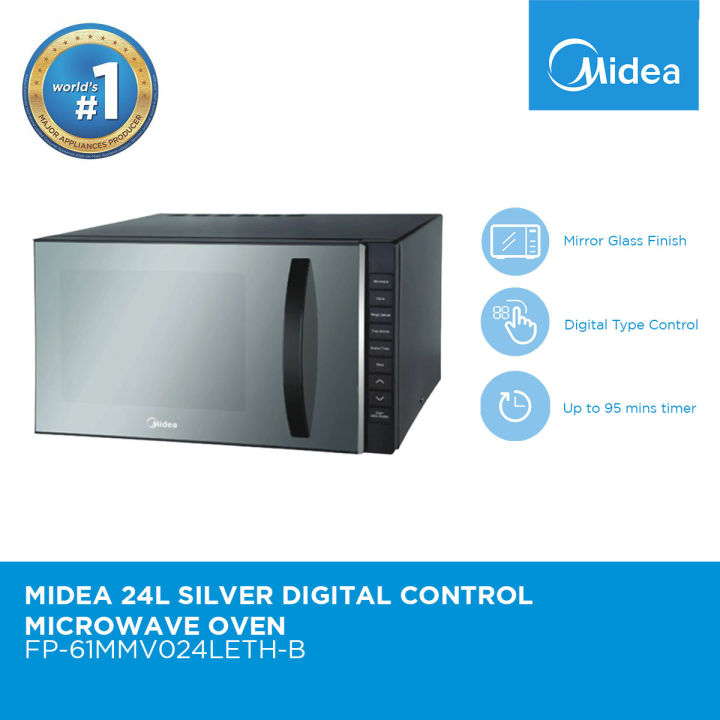 Midea 24L Digital Microwave Oven 8 Preset Cooking Functions Mirror ...