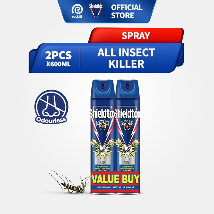 Shieldtox Odourless All Insect Killer PowerGard Spray 600ml Twin Pack ...