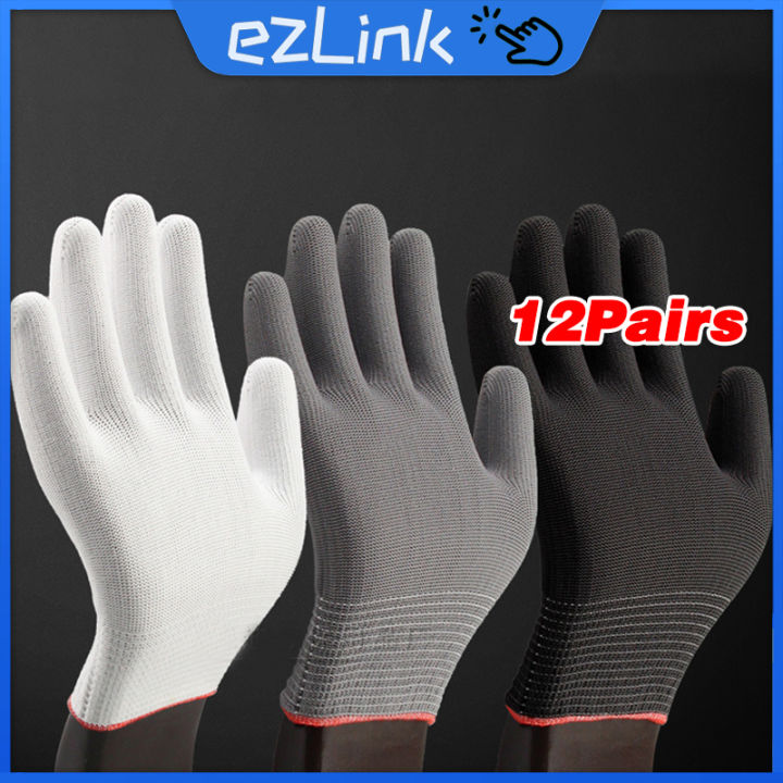 12Pair Nylon PC Antiskid Anti Static Gloves ESD Electronic Working Gloves For Maintenance ...