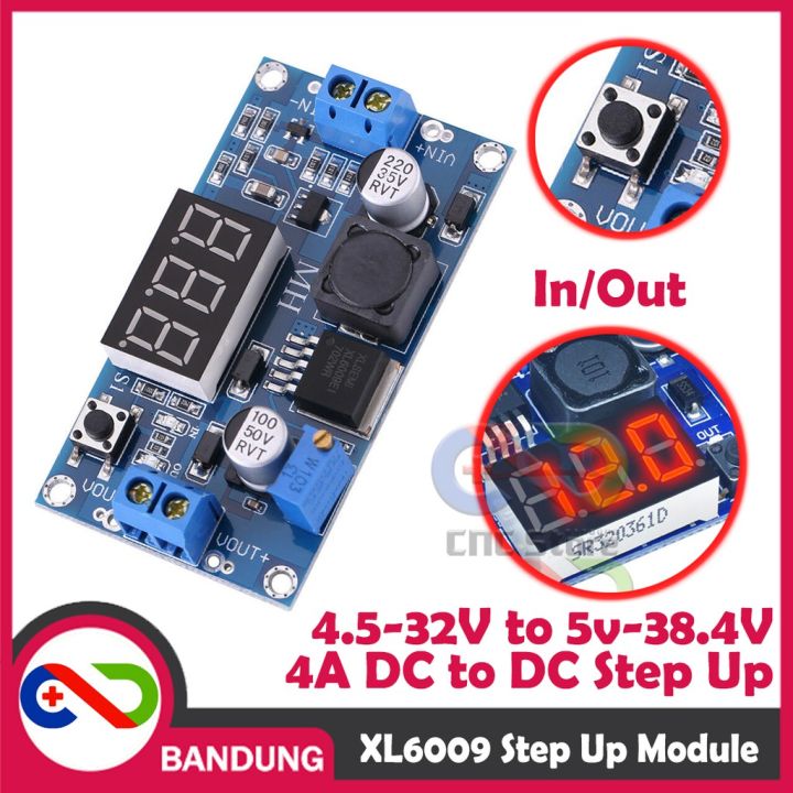 MODULE STEP UP STEP-UP XL6009 ADJUSTABLE DC TO DC BOOST CONVERTER 4A VOLTMETER | Lazada Indonesia