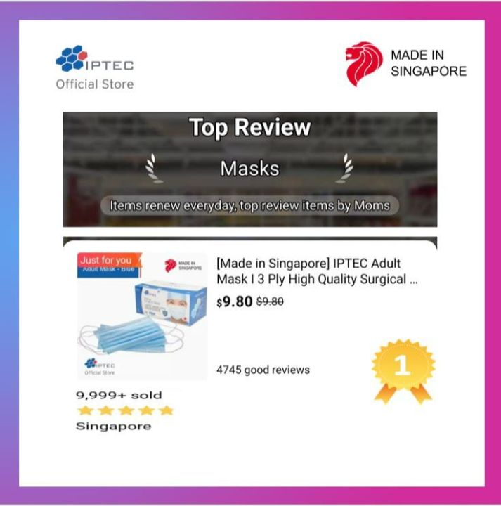 [Made in Singapore] IPTEC Adult Mask I 3 Ply High Quality Surgical Mask ...