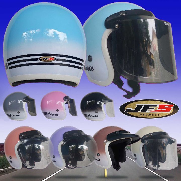 Helm bogo dewasa Classic retro list putih helem kekinian untuk pria ...