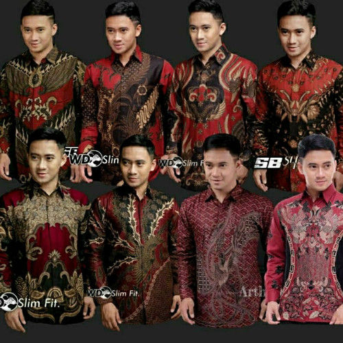 Batik Varian Warna Merah | Kemeja Batik Pria Lengan Panjang Warna Merah ...