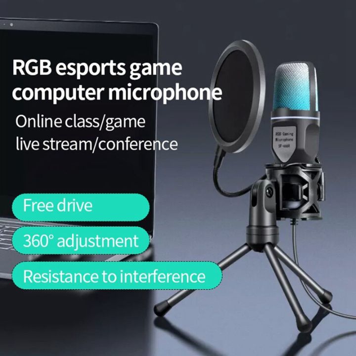 SF666R USB Microphone RGB Condensador Microphone Fit For Podcast ...