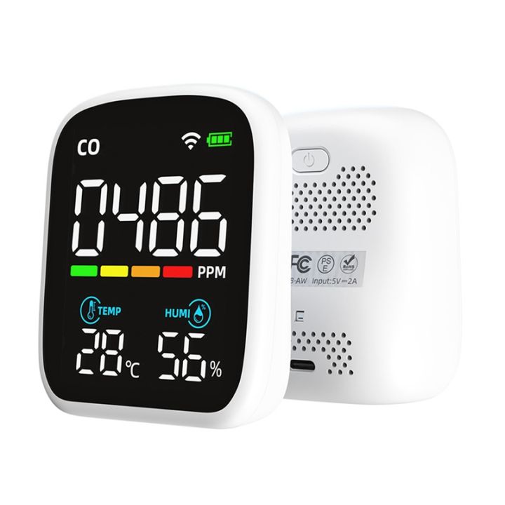 Mini CO Detector PV28 Smart WIFI 3-In-1 Indoor Air Quality Monitor, CO Temperature Humidity ...