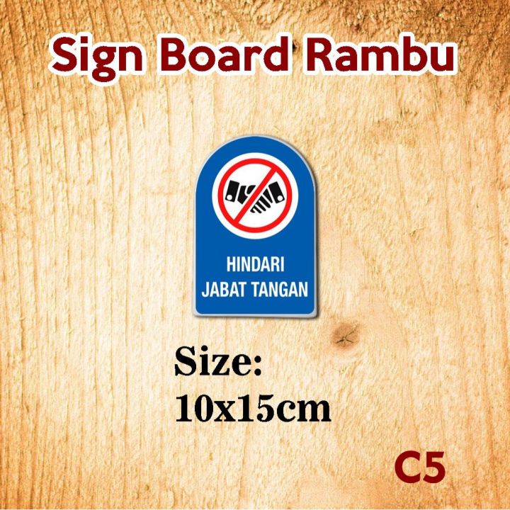 Papan Petunjuk Sign Board Hindari Jabat Tangan Avoid Handshake 10x15cm ...