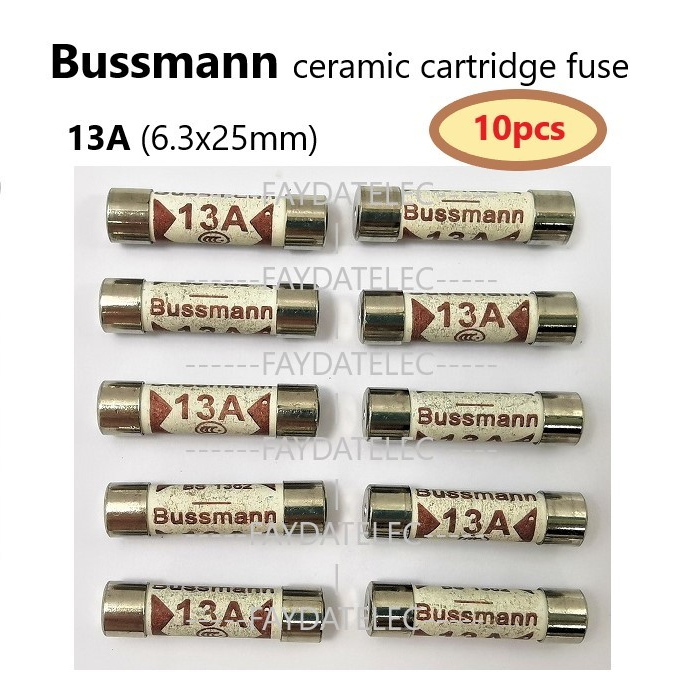 10PCS X BUSSMANN 13A 240V PLUG TOP FUSE CERAMIC CARTRIDGE FUSE (6 ...