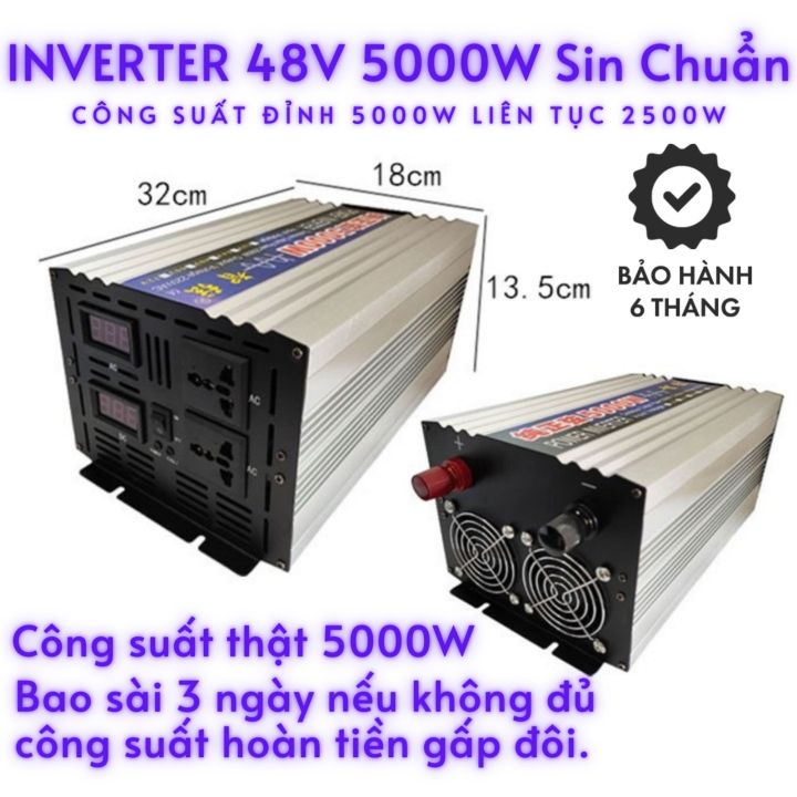 INVERTER ĐỔI ĐIỆN 48V - 220V SINE CHUẨN 5000W - Đổi nguồn DC 48V lên 220V công suất 5000W sin ...
