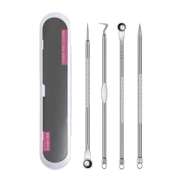 Pimple Popper Tool Kit 4 Pcs Blackhead Remover Acne Needle Tools Set ...