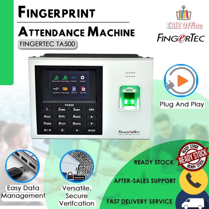 FingerTec TA500 Biometric Fingerprint Thumbprint Time Attendance ...