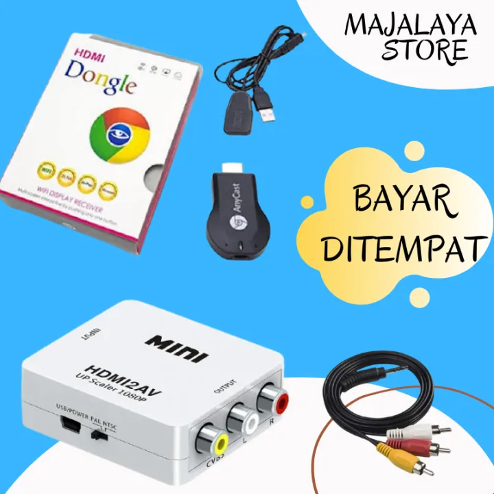 Paket Hemat Paket HDMI Dongle+HDMI to AV+Kbl RCA Alat Mengkonekkan dari ...