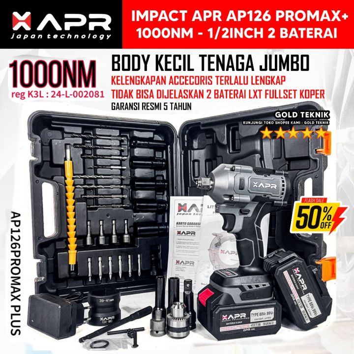 COD APR Impact Wrench 1000NM AP126 PROMAX+ pembuka roda ban motor mobil ...