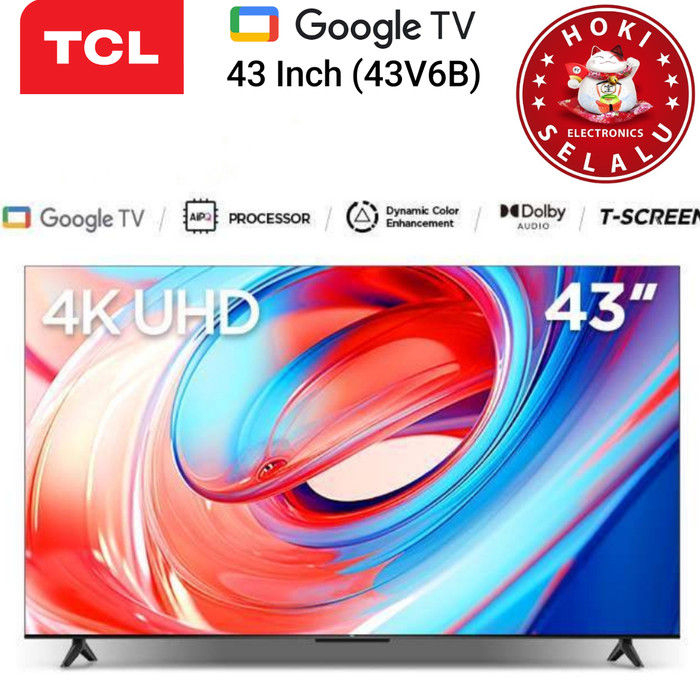 [Google TV] TCL Smart LED Google TV 43 Inch 43V6B 4K UHD HDR T Screen ...