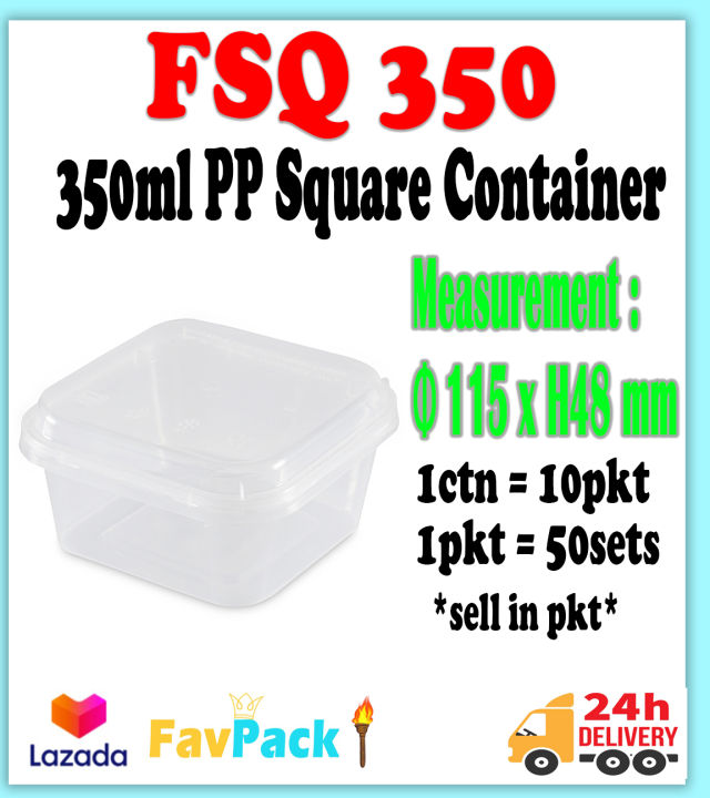 SQ 350 Square Disposable Food Container (50sets +-) Microwavable Cake ...