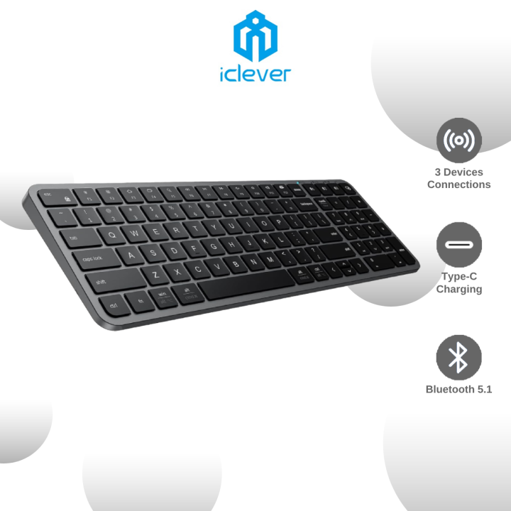 iClever BK20 Bluetooth Keyboard, Wireless Keyboard with Numeric Keypad ...